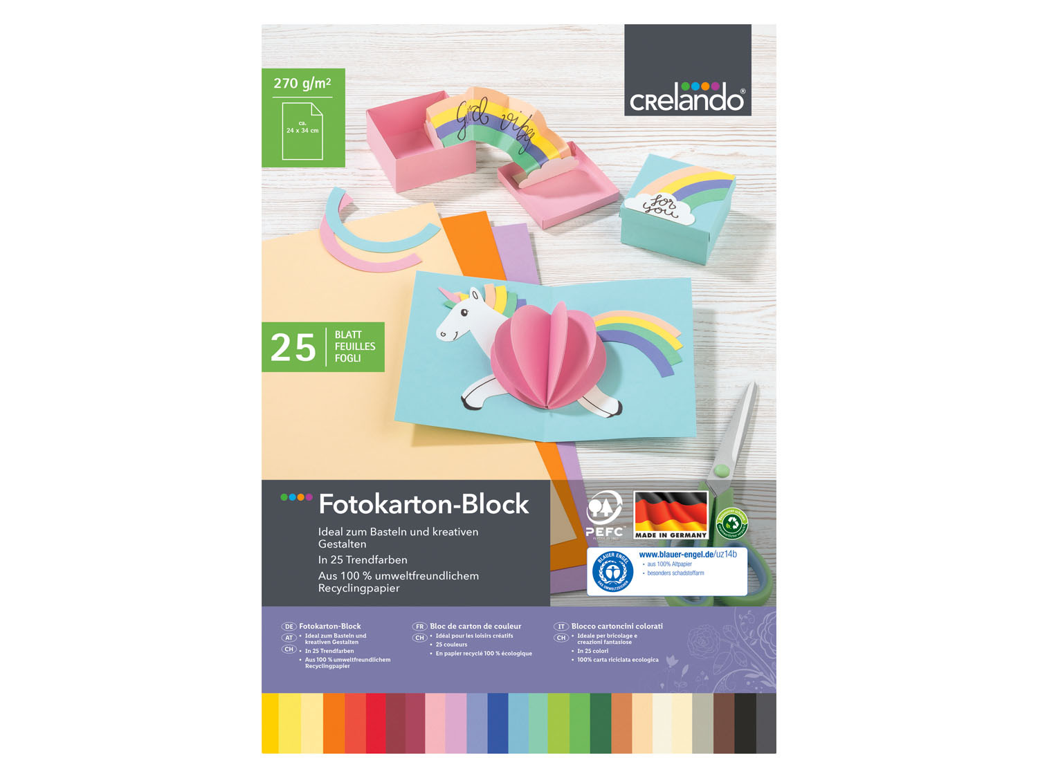 crelando® Blok s fotokartony / Blok barevných papírů